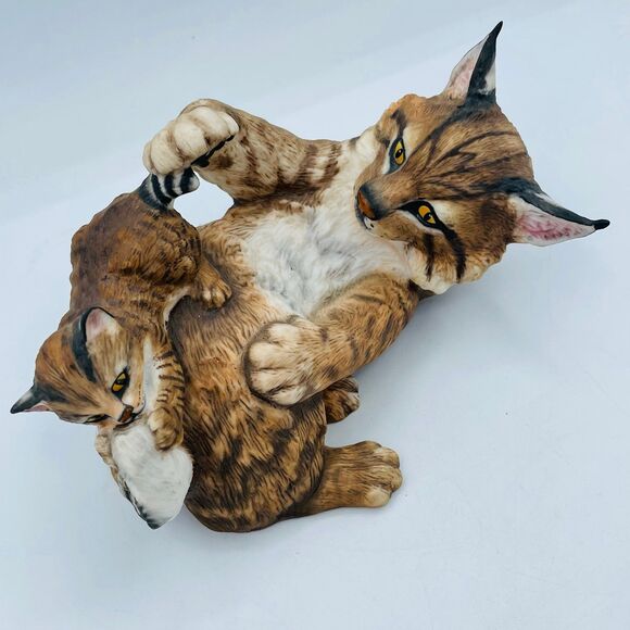 Accents | Vintage Mother Baby Lynx Mountain Cat Porcelain Figurine ...
